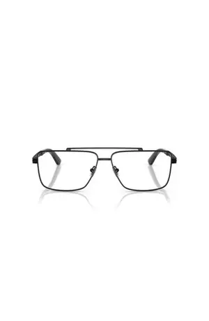 Versace Rectangle Full Rim Metal Eyeglasses - Black