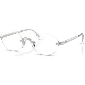 Ray-ban 52mm Oval Optical Glasses - Silver
