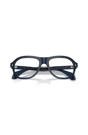 Moncler 55mm Rectangle Optical Glasses - Blue