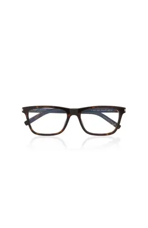 Saint Laurent 56mm Rectangle Optical Glasses - Tortoise