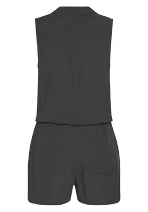 LASCANA Sleeveless Drawstring Romper With Shirt Collar And Pockets