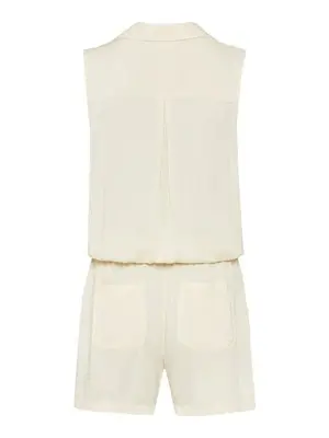 LASCANA Sleeveless Drawstring Romper With Shirt Collar And Pockets