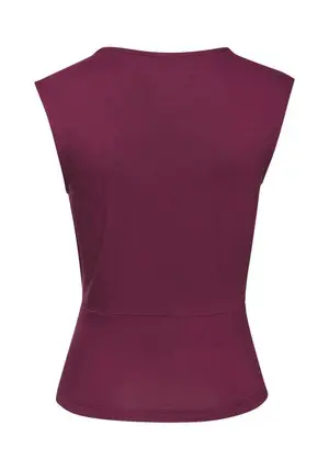 LASCANA Wrap Look Top With Crossover Neckline And Ruching - Plum