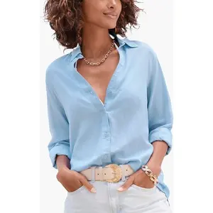 LASCANA Button-down Shirt With Classic Collar - Blue