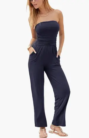 LASCANA Strapless Jumpsuit - Navy