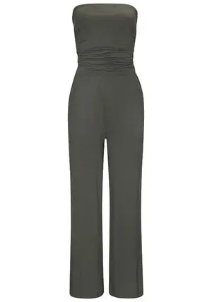 LASCANA Strapless Jumpsuit - Olive