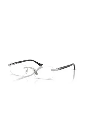 FERRARI 56mm Rectangle Optical Glasses - Silver