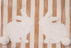 C&F HOME Easter Bunnies Tufted Stripes 100% Cotton Table Runner 14" X 72