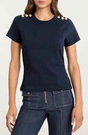 Cinq À Sept Jasper Cotton-blend Top - Navy