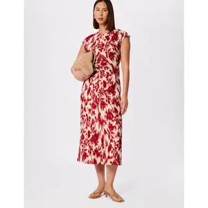 Whistles Blurred Floral Crepe Midi Dress