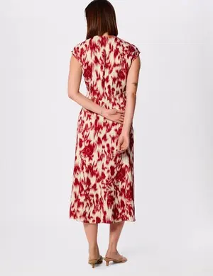 Whistles Blurred Floral Crepe Midi Dress