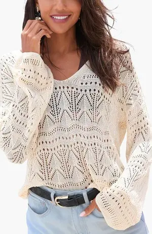 LASCANA LASCANA V-Neck Button Detail Blouse