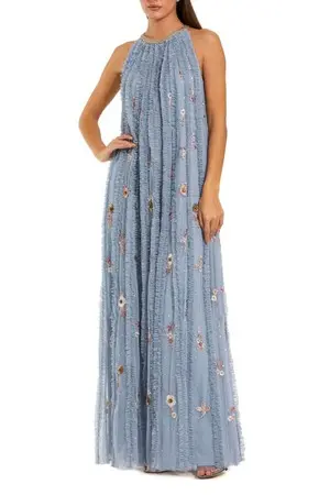 Mac Duggal Embellished Mesh Trapeze Gown