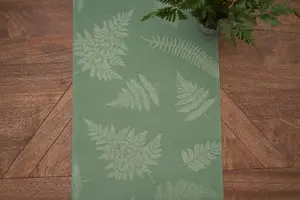 C&F HOME Botanical Fern Jacquard 100% Cotton Handwoven Table Runner 14" X 72
