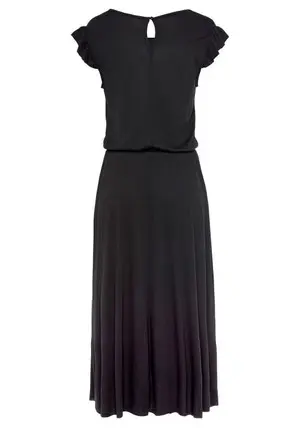 LASCANA Flutter Sleeve Maxi Dress - Black