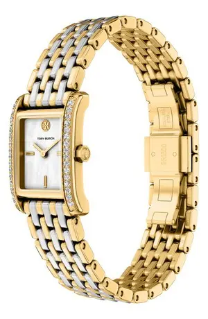 Tory Burch The Small Eleanor Mother-of-pearl Tank Bracelet Watch - Two Tone