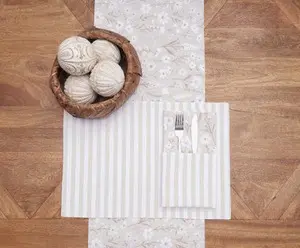 C&F HOME Natural Botanical 100% Cotton Graphic Print Table Runner 14" X 72
