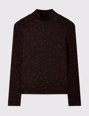 Whistles Animal Print High Neck Top