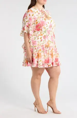 SUGARLIPS Maldonado Floral Ruffle Trim Dress