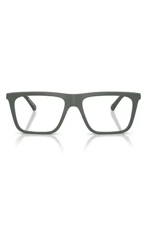 Emporio Armani 56mm Clip-on Square Sunglasses - Matte Green/clear