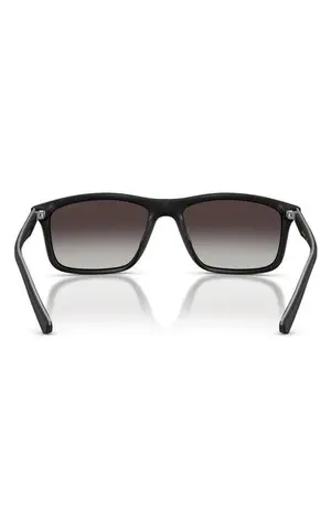 Emporio Armani 57mm Gradient Pillow Sunglasses - Matte Black/grey Gradient