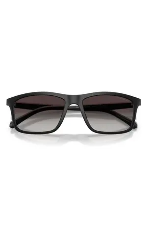 Emporio Armani 57mm Gradient Pillow Sunglasses - Matte Black/grey Gradient