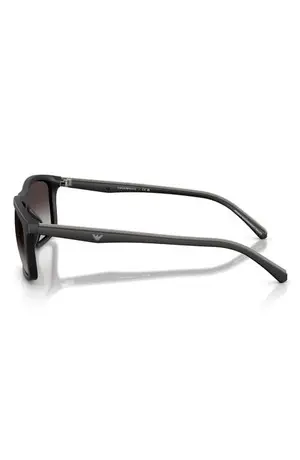 Emporio Armani 57mm Gradient Pillow Sunglasses - Matte Black/grey Gradient