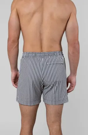 LEISURE LAB Striped Swim Trunks - Espresso
