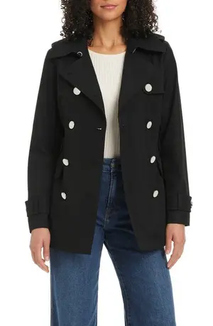 Kate Spade New York Belted Double Breasted Trench Coat - Black