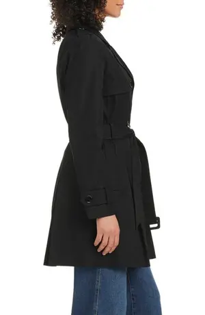 Kate Spade New York Belted Double-breasted Pleated Trench Coat - Black