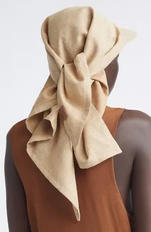 Ruslan Baginskiy Logo Patch Linen & Wool Blend Scarf Cap
