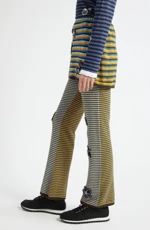 YANYAN Romy Stripe & Flower Lace-up Cotton-blend Skirted Pants
