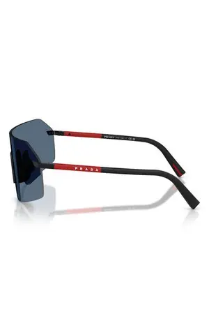 Prada 136mm Shield Sunglasses - Black/dark Blue