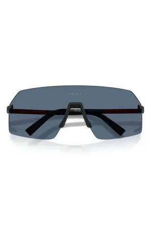 Prada 136mm Shield Sunglasses - Black/dark Blue