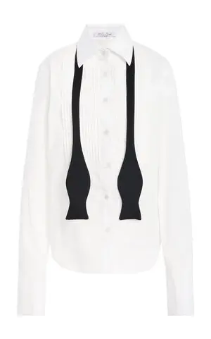 LAQUAN SMITH Tie-detailed Cotton Shirt Dress - White