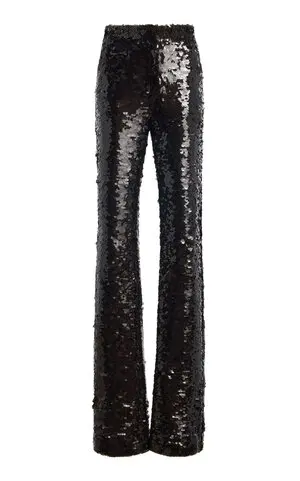 LAQUAN SMITH Flared Sequined Pants - Brown