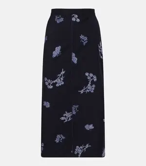 Erdem Wool And Cotton Jacquard Pencil Skirt