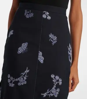 Erdem Wool And Cotton Jacquard Pencil Skirt