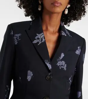 Erdem Wool And Cotton Jacquard Blazer - Black
