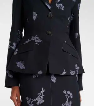Erdem Wool And Cotton Jacquard Blazer - Black