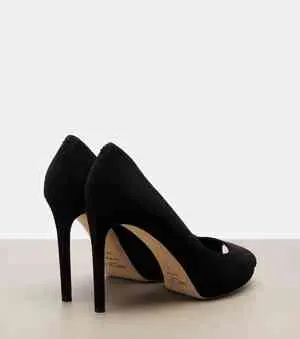 JIMMY CHOO Riya Suede Peep-toe Pumps