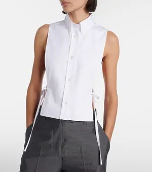 Miu Miu Cutout Cotton Poplin Shirt - White