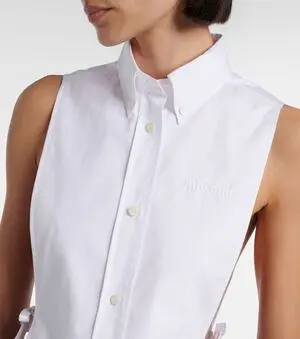 Miu Miu Cutout Cotton Poplin Shirt - White