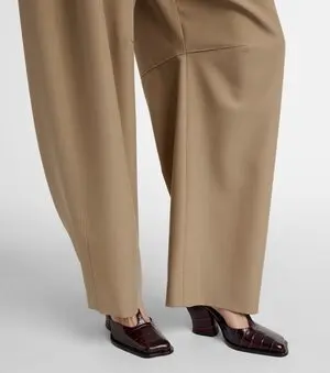 Loewe Wool Wide-leg Pants - Beige