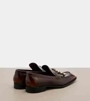 Loewe Embellished Leather Loafers