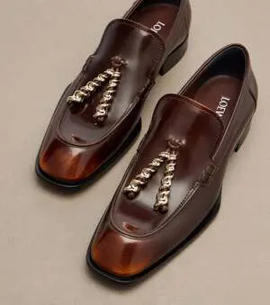 Loewe Embellished Leather Loafers