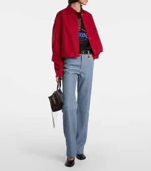Loewe Trompe L'oeil Leather Straight Leg Pants