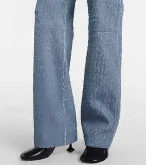 Loewe Trompe L'oeil Leather Straight Leg Pants