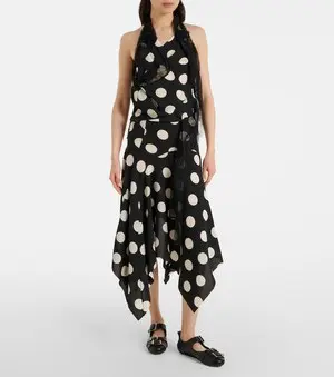 Junya Watanabe Lace-trimmed Polka-dot Midi Dress - Black