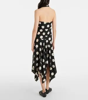 Junya Watanabe Lace-trimmed Polka-dot Midi Dress - Black